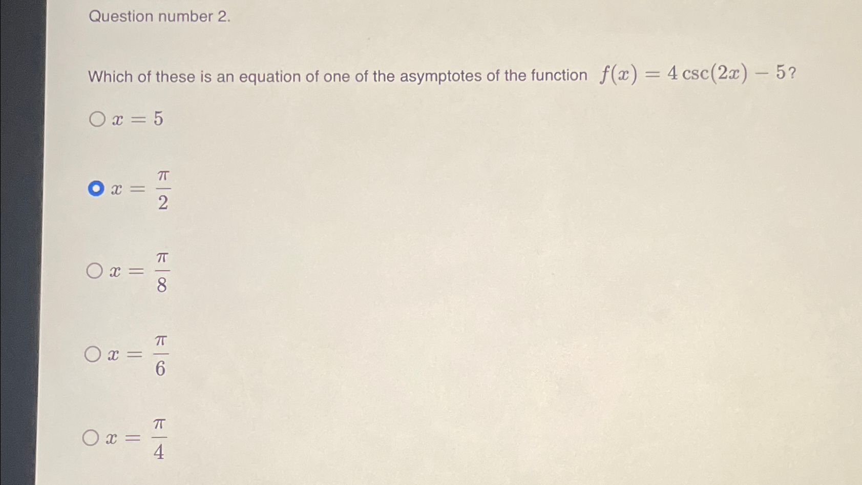 Solved Question number 2.Which of these is an equation of | Chegg.com