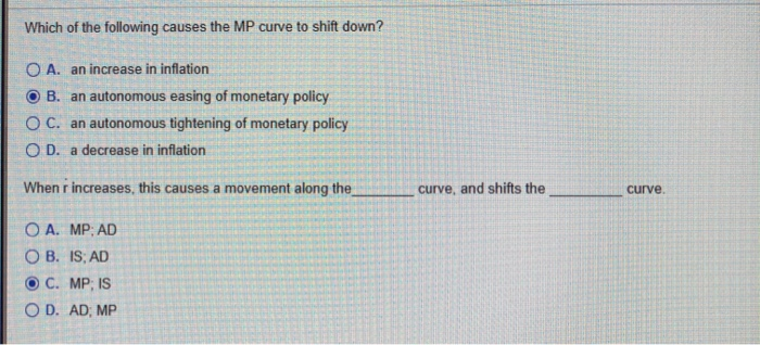 Solved Which of the following causes the MP curve to shift | Chegg.com