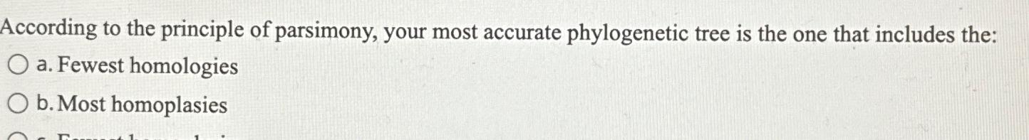 Solved According to the principle of parsimony, your most | Chegg.com
