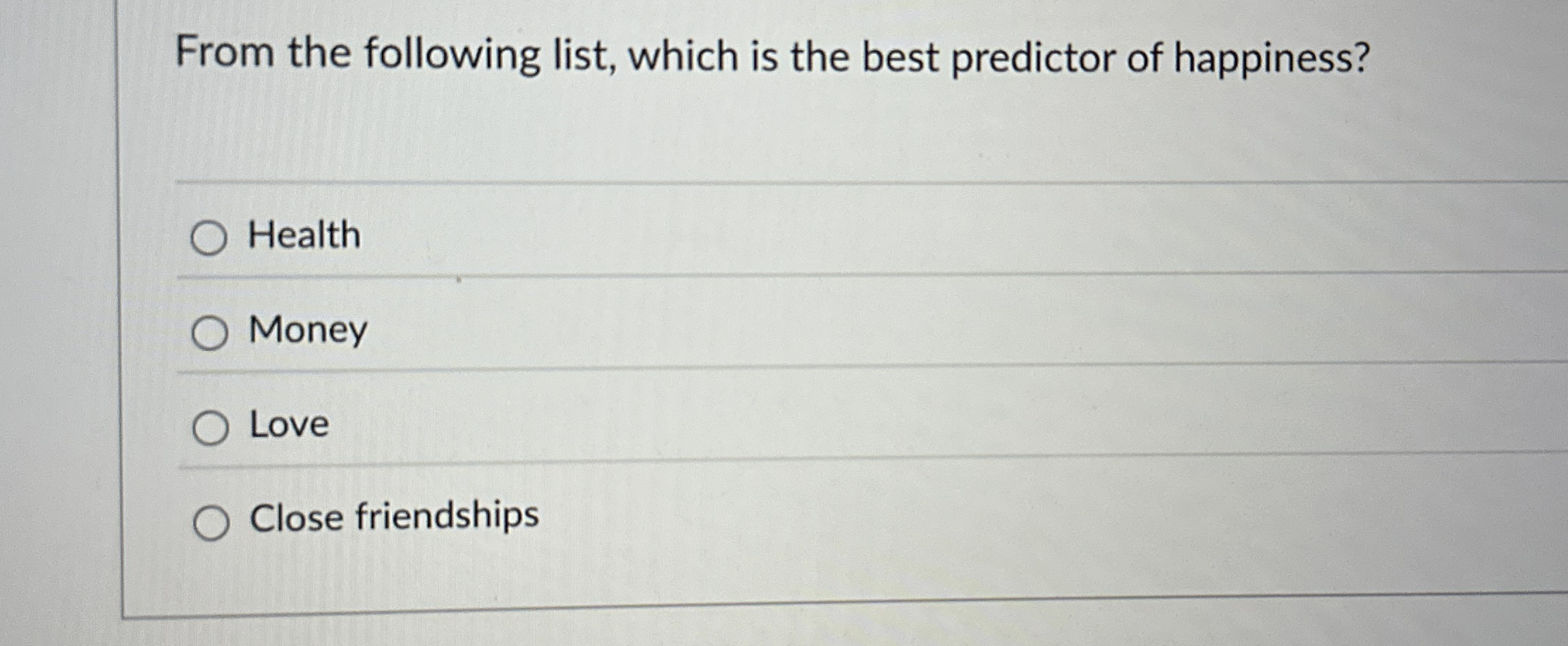 Solved From the following list, which is the best predictor | Chegg.com