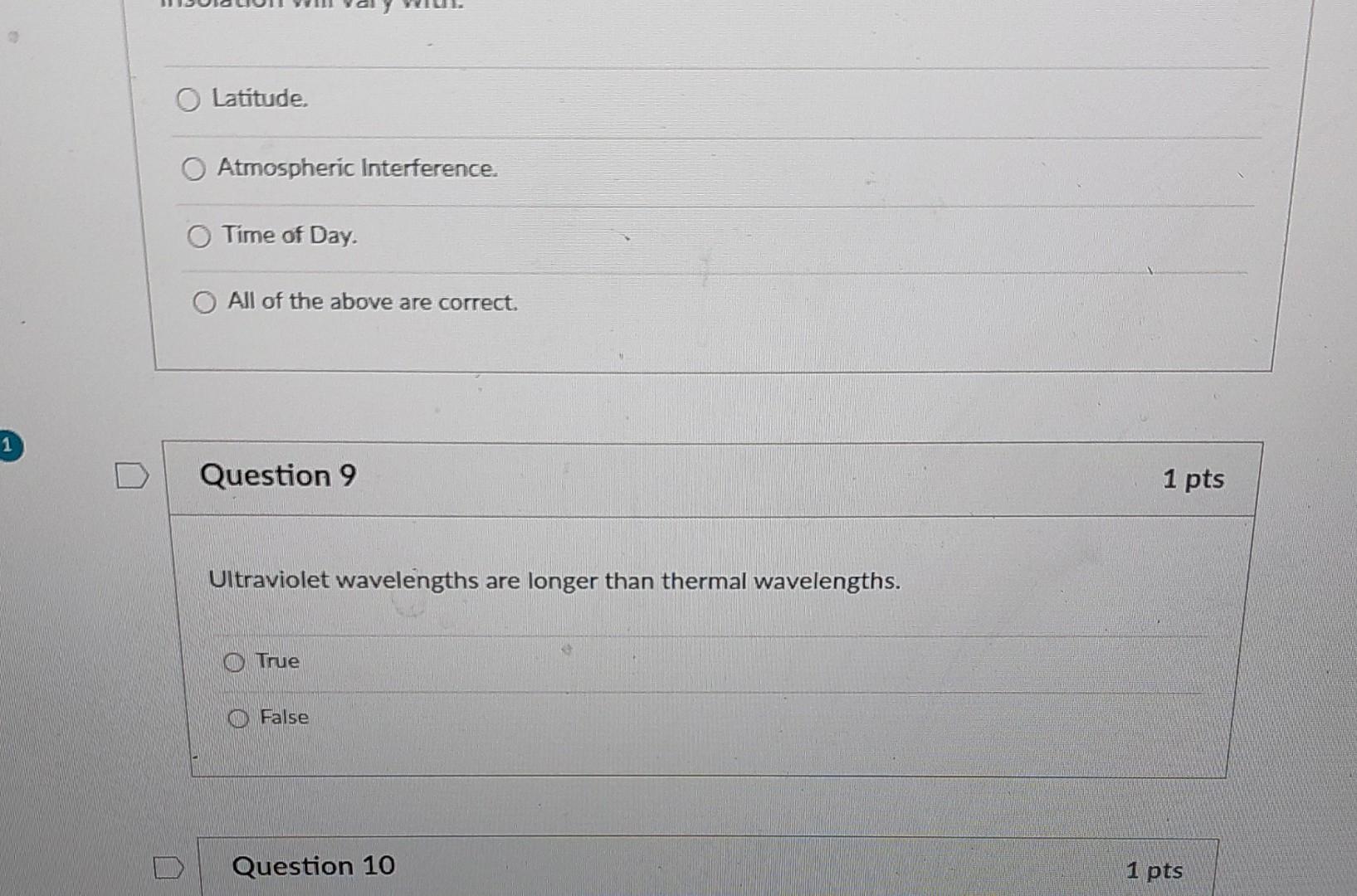 Solved Latitude. Atmospheric Interference. Time of Day. All | Chegg.com