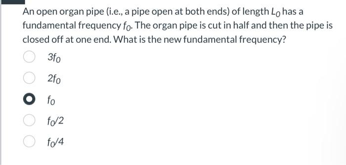 Solved An open organ pipe (i.e., a pipe open at both ends) | Chegg.com