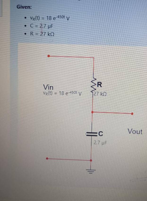 Solved The following circuit is an RC Integrator. Find the | Chegg.com