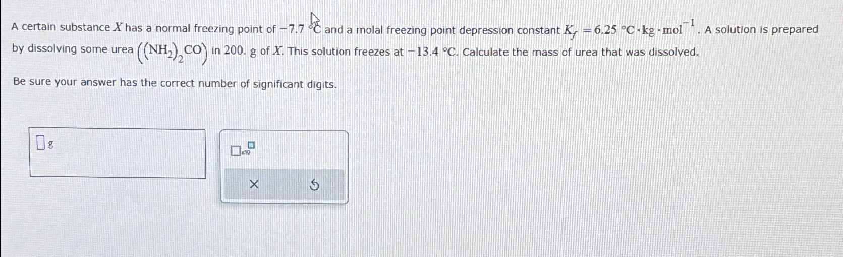 Solved A certain substance x ﻿has a normal freezing point of | Chegg.com