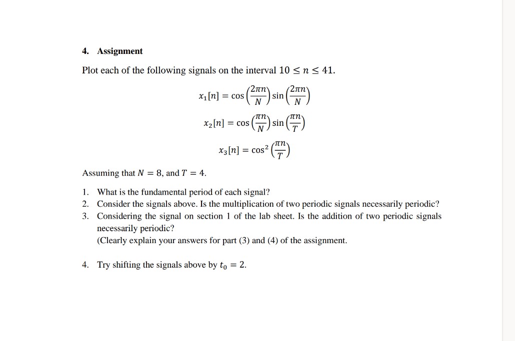 Solved in matlabPlot each of the following signals on the | Chegg.com