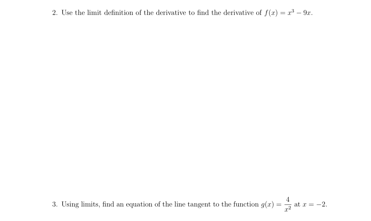 Solved Use the limit definition of the derivative to find | Chegg.com