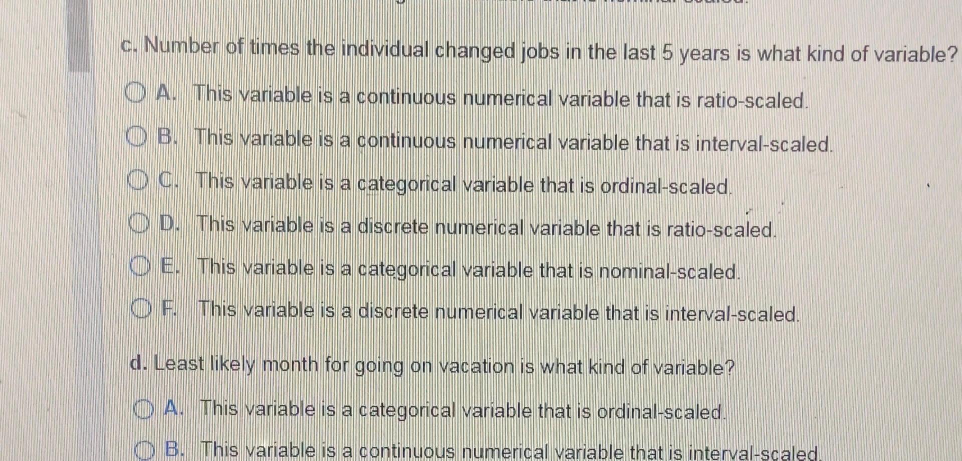 Solved For each of the following variables, determine | Chegg.com
