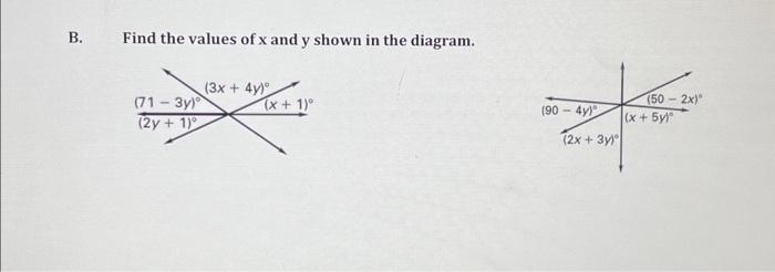 Solved Find the values of x and y shown in the diagram. | Chegg.com