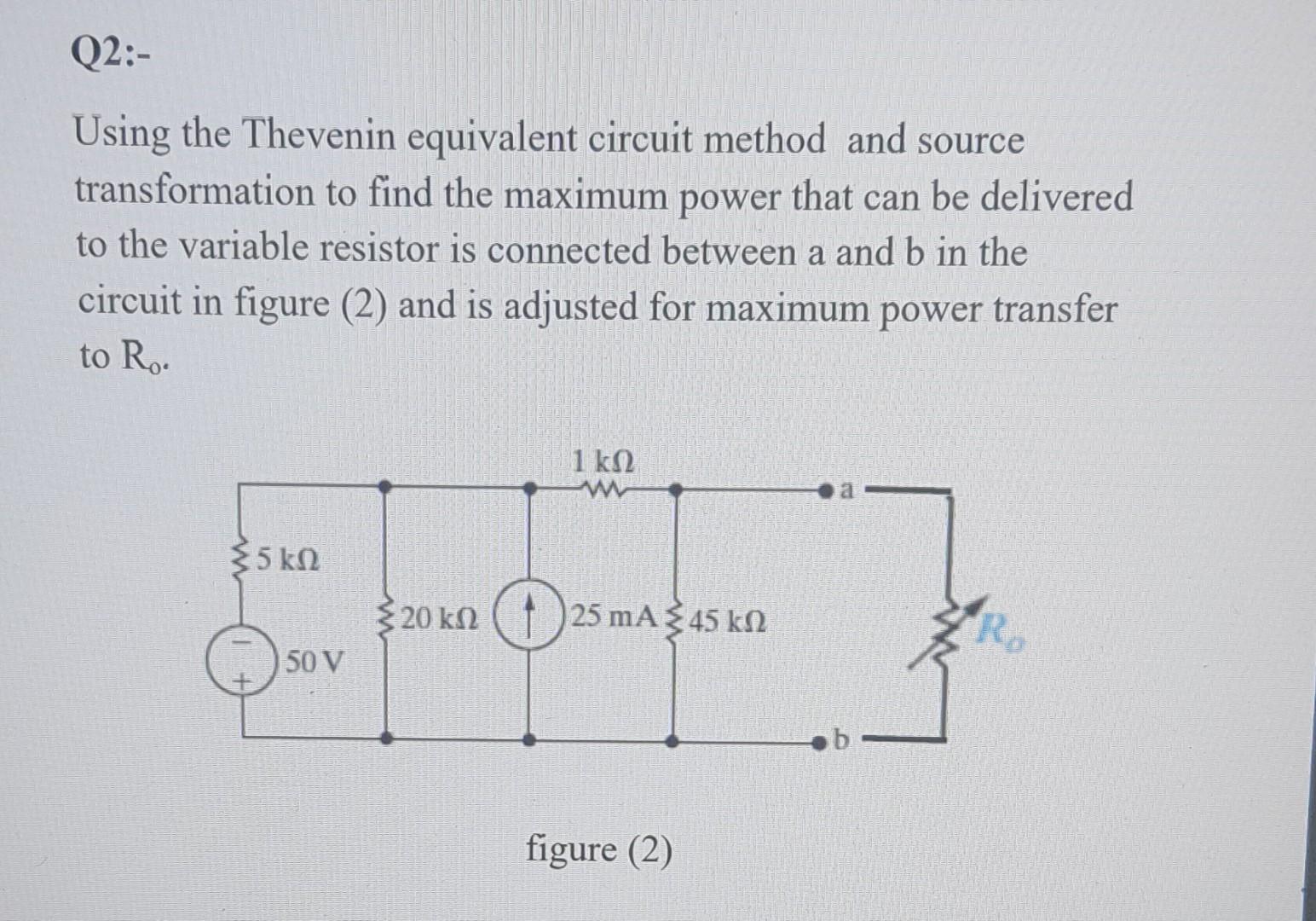 Solved Using the Thevenin equivalent circuit method and | Chegg.com