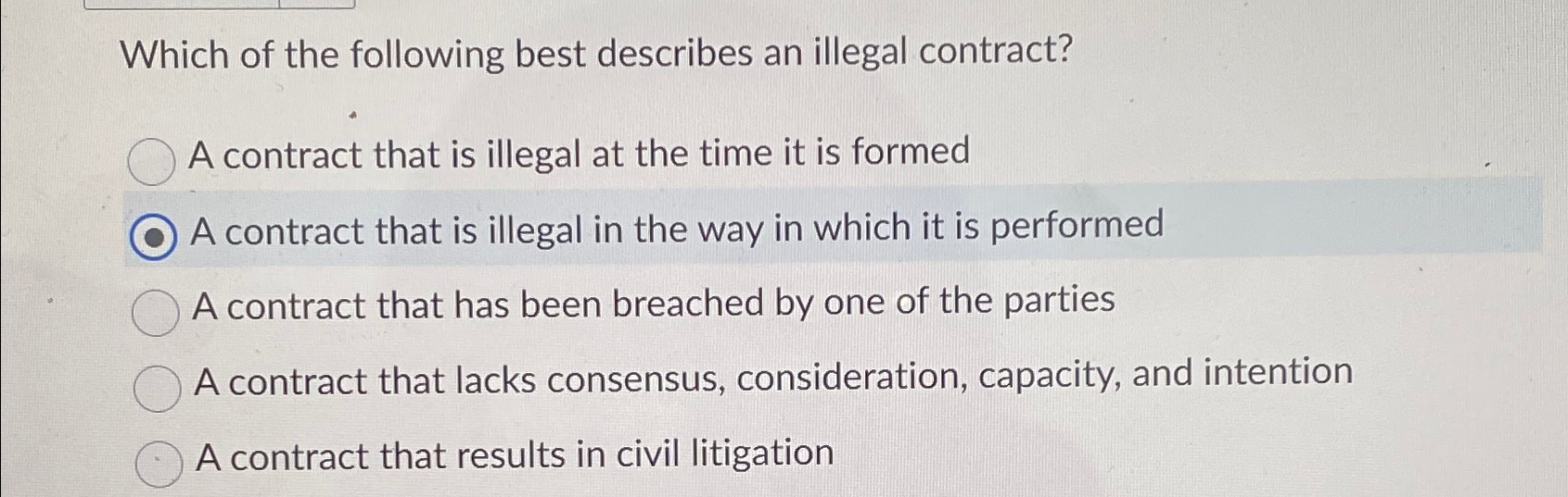 Solved Which of the following best describes an illegal | Chegg.com