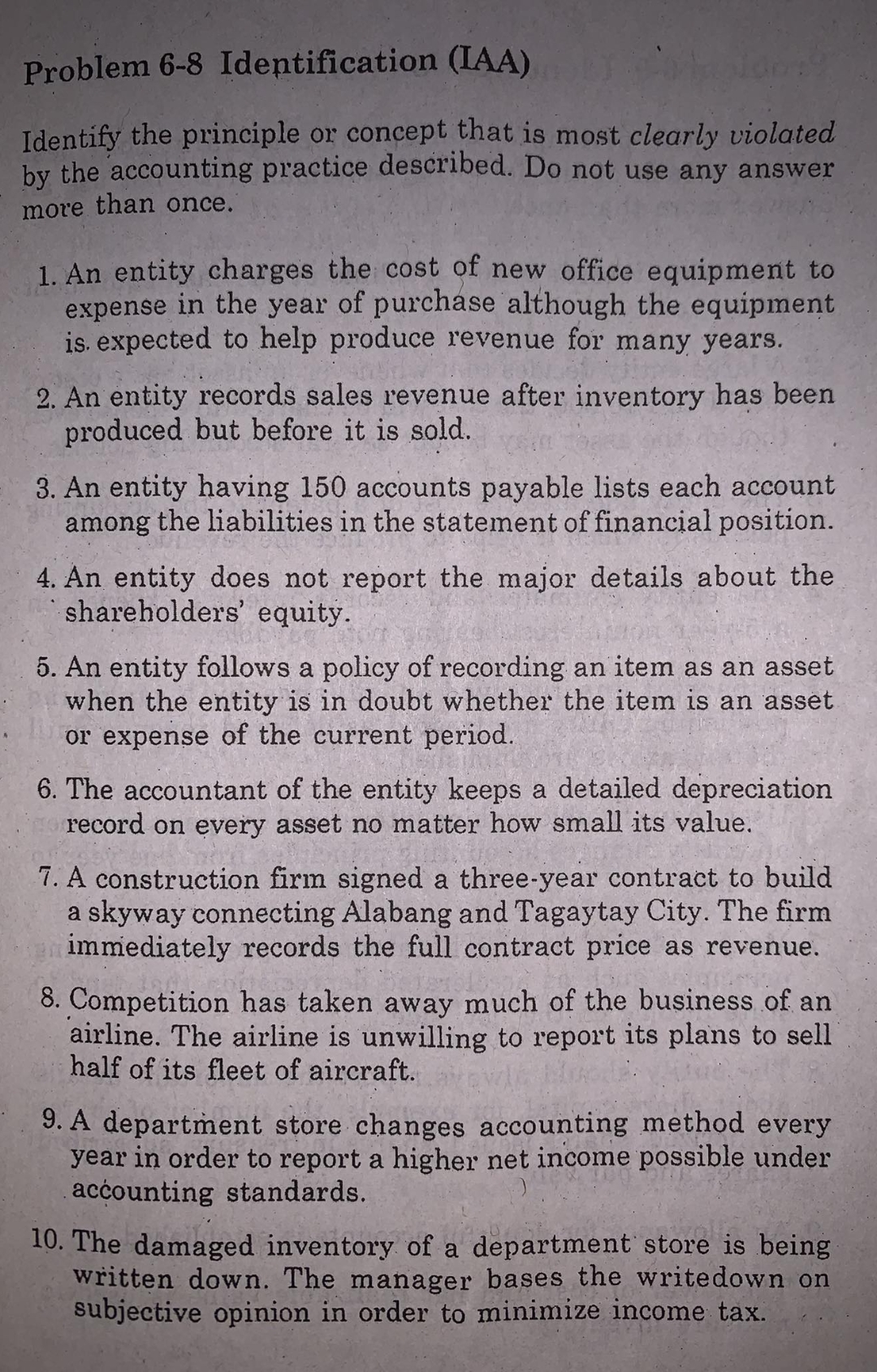 Solved Problem 6-8 ﻿Identification (IAA)Identify the | Chegg.com