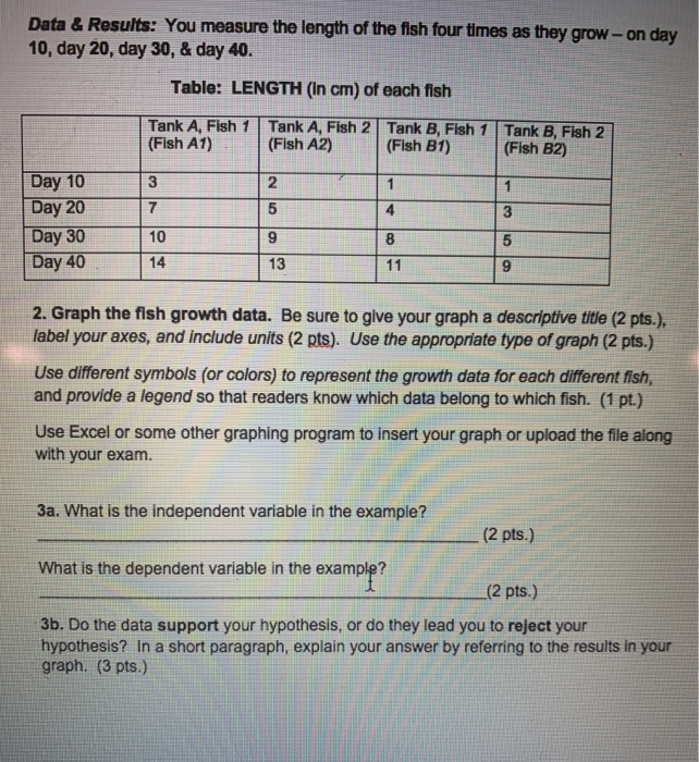 Data & Results: You measure the length of the fish | Chegg.com