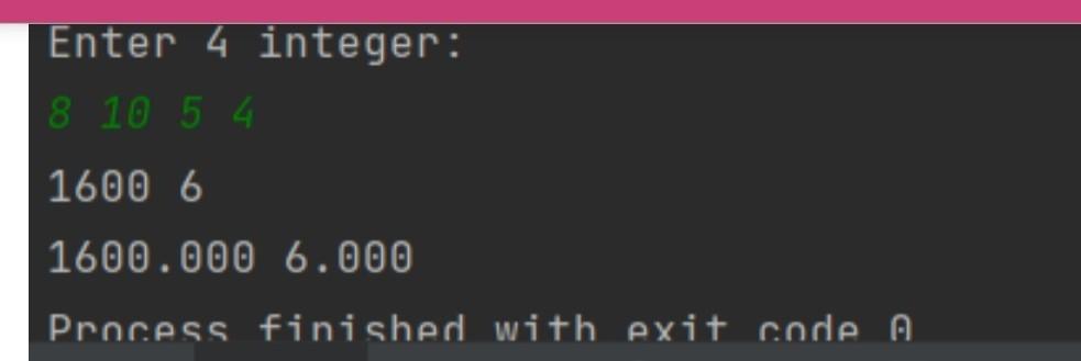 Solved // part1 int n1, n2, n3, n4, product, average; float | Chegg.com