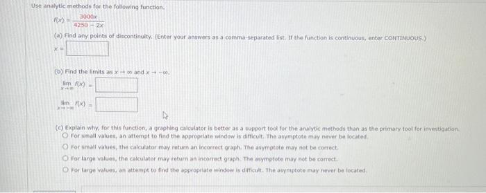 Solved Use analytic methods for the following function. | Chegg.com