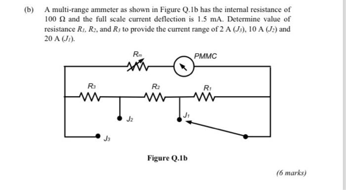 (b) A multi-range ammeter as shown in Figure Q. 1 b | Chegg.com