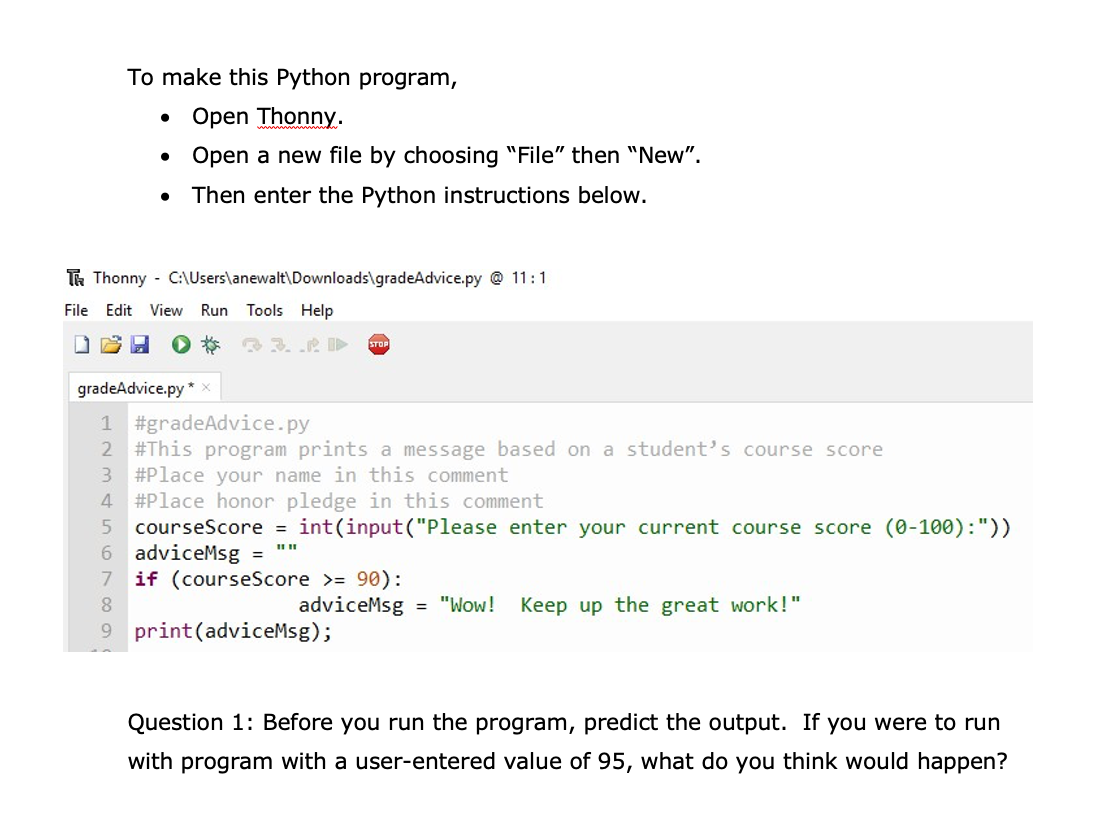 Solved To Make This Python Program• open Thonny• open A