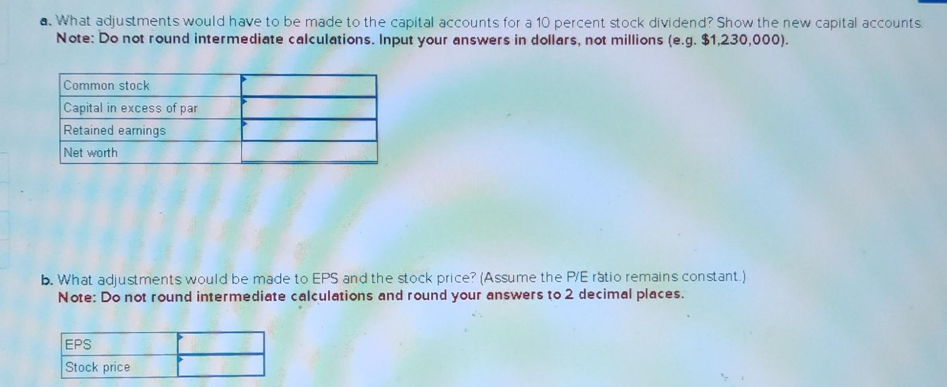 Solved Problem 18-18 (Algo) Stock dividend and its effect | Chegg.com