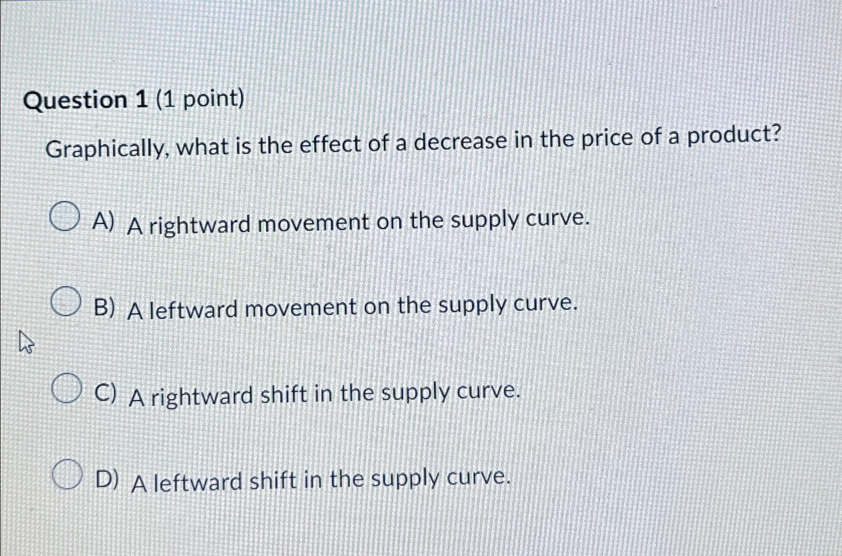 Solved Question 1 (1 ﻿point)Graphically, what is the effect | Chegg.com