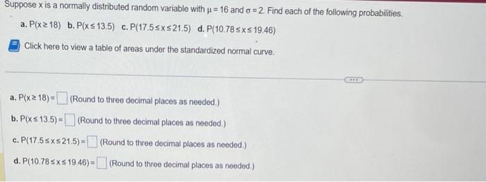 Solved Suppose x is a normally distributed random variable | Chegg.com