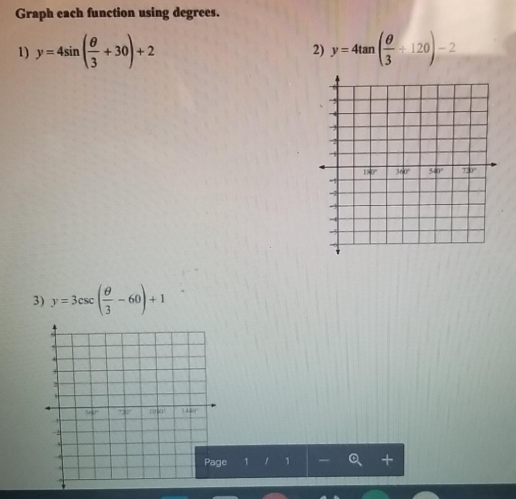 Solved Graph each function using degrees. 1) y = 4sin +30 + | Chegg.com