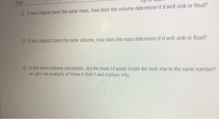Solved Red 1 If Two Objects Have The Same Mass How Does 1599