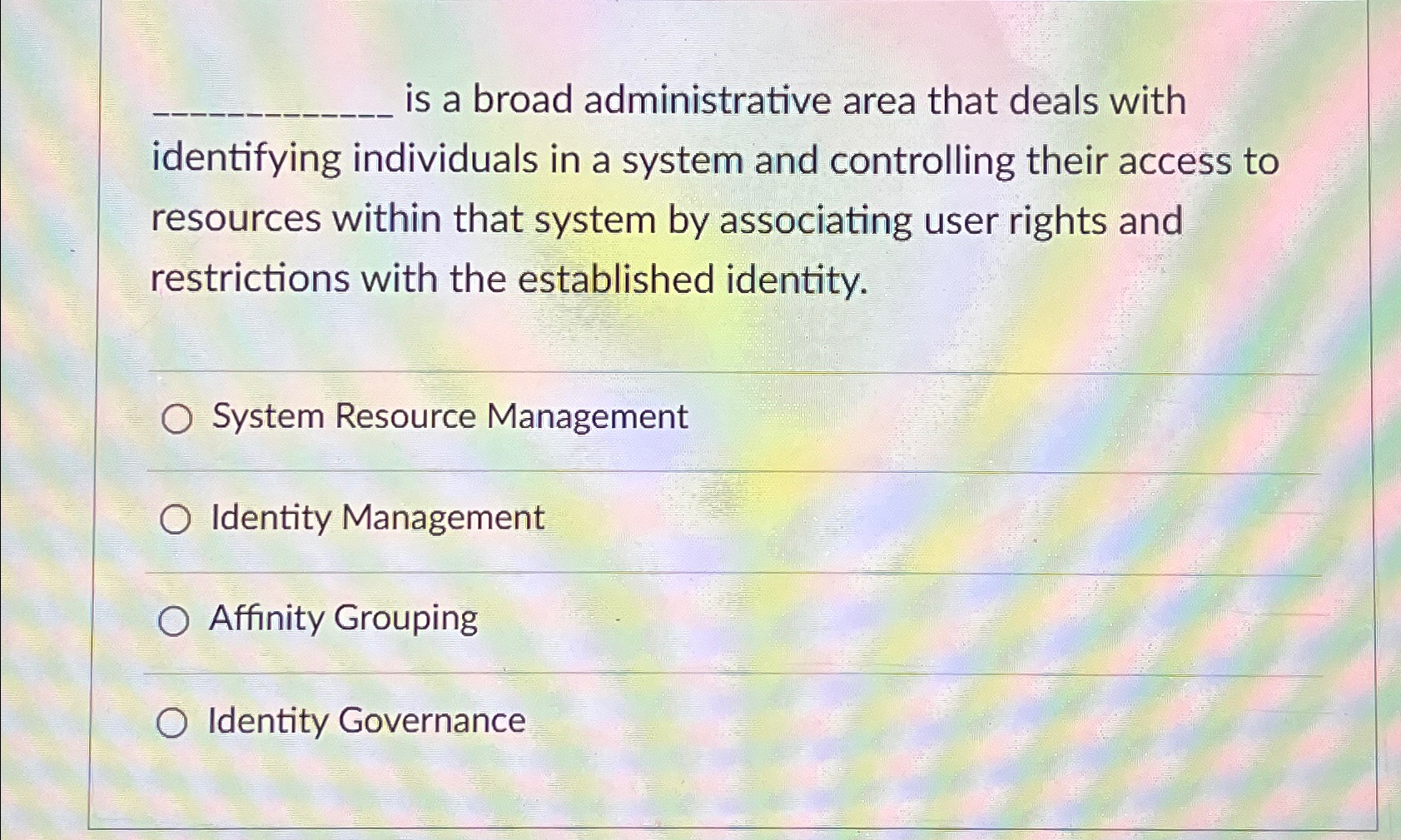 Solved is a broad administrative area that deals with | Chegg.com