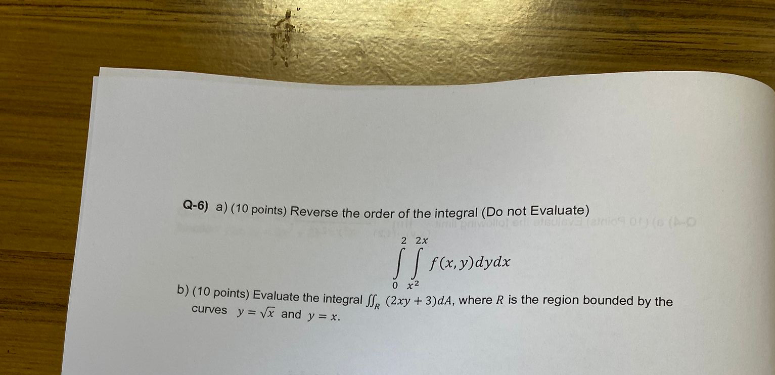 Solved Q-6) ﻿a) (10 ﻿points) ﻿Reverse the order of the | Chegg.com