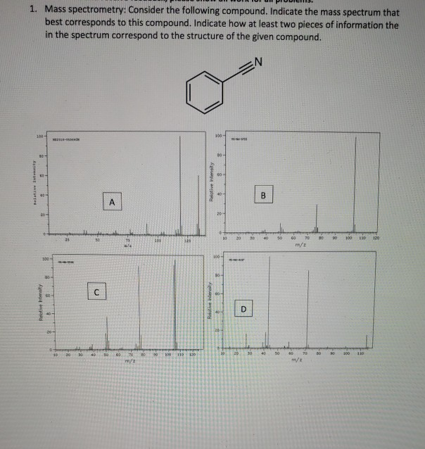 Solved 1. Mass spectrometry: Consider the following | Chegg.com