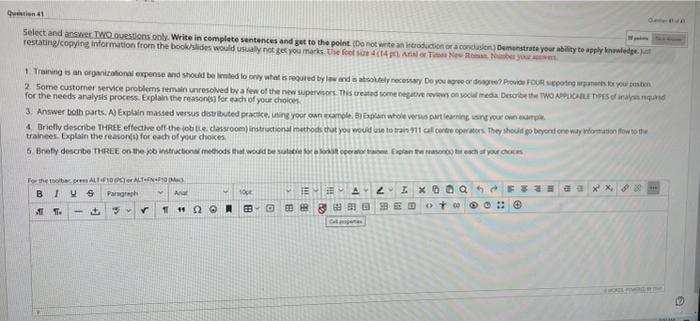 for the needs analysis process. Explain the reasen(9) | Chegg.com