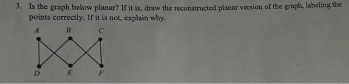 Solved 3. Is the graph below planar? If it is, draw the | Chegg.com