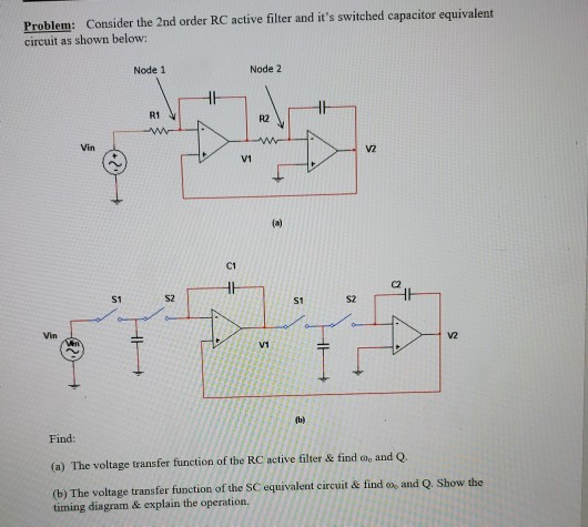 Solved Problem: Consider the 2nd order RC active filter and | Chegg.com