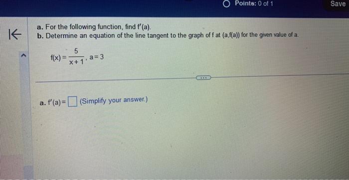 Solved a. For the following function, find f′(a). b. | Chegg.com