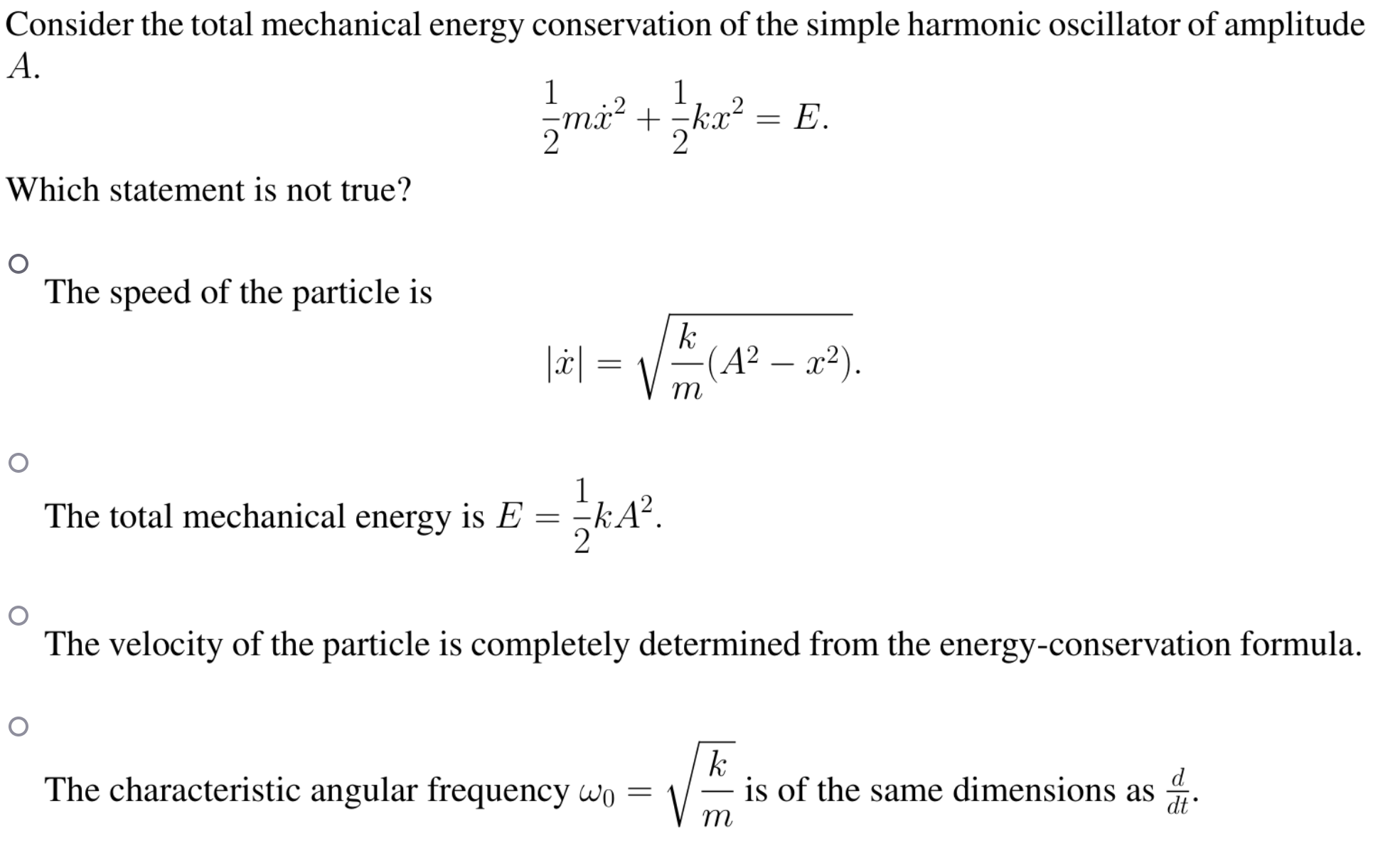 Solved Consider the total mechanical energy conservation of | Chegg.com