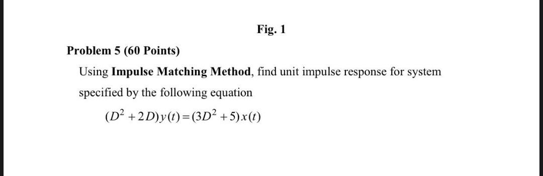 Solved Fig. 1 Problem 5 (60 Points) Using Impulse Matching | Chegg.com