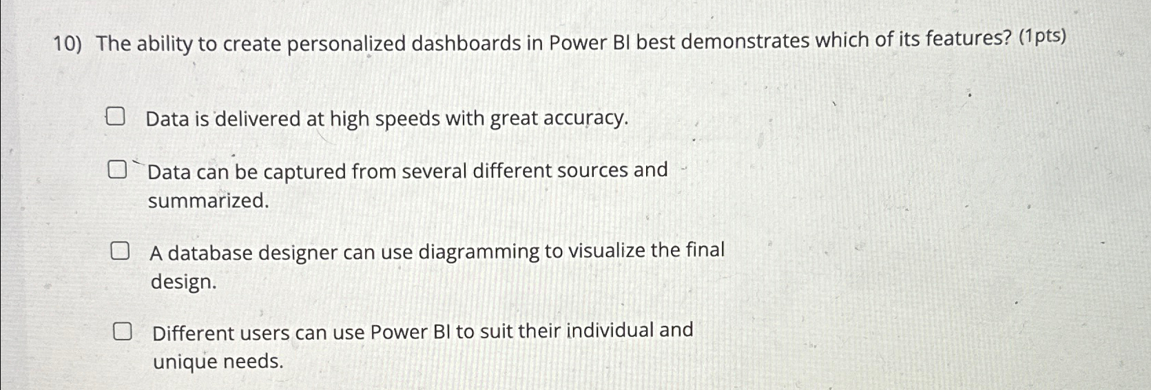 Solved The ability to create personalized dashboards in | Chegg.com
