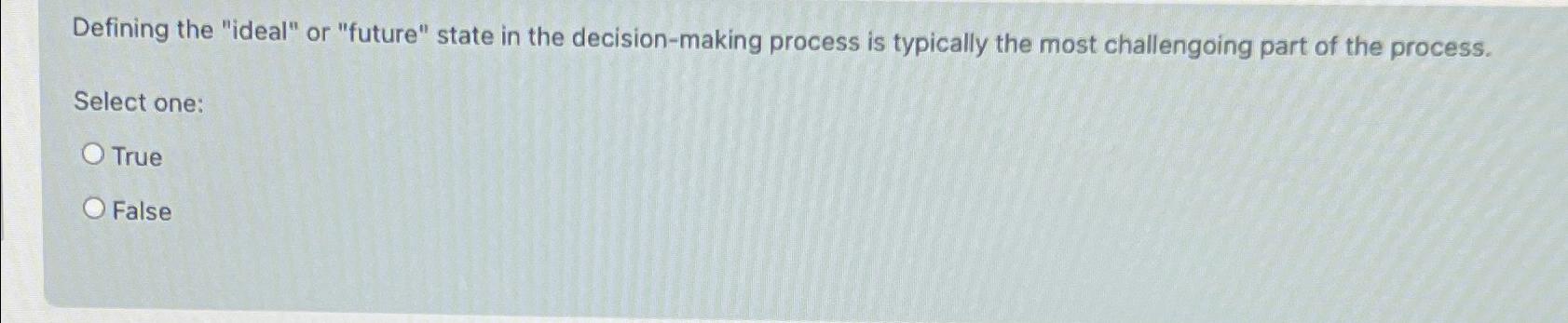 Solved Defining the "ideal" or "future" state in the | Chegg.com