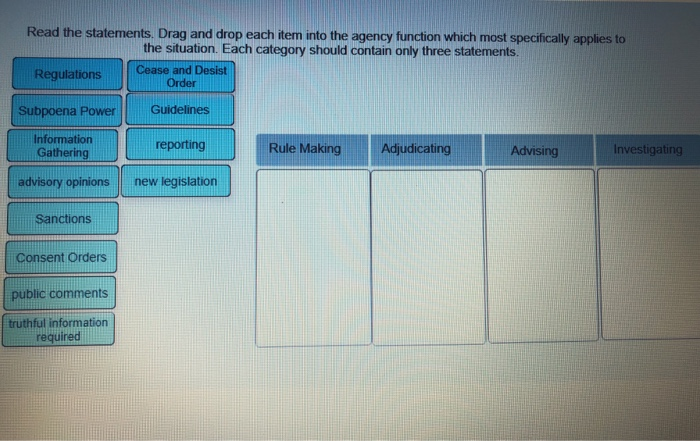 Solved Read the statements. Drag and drop each item into the | Chegg.com