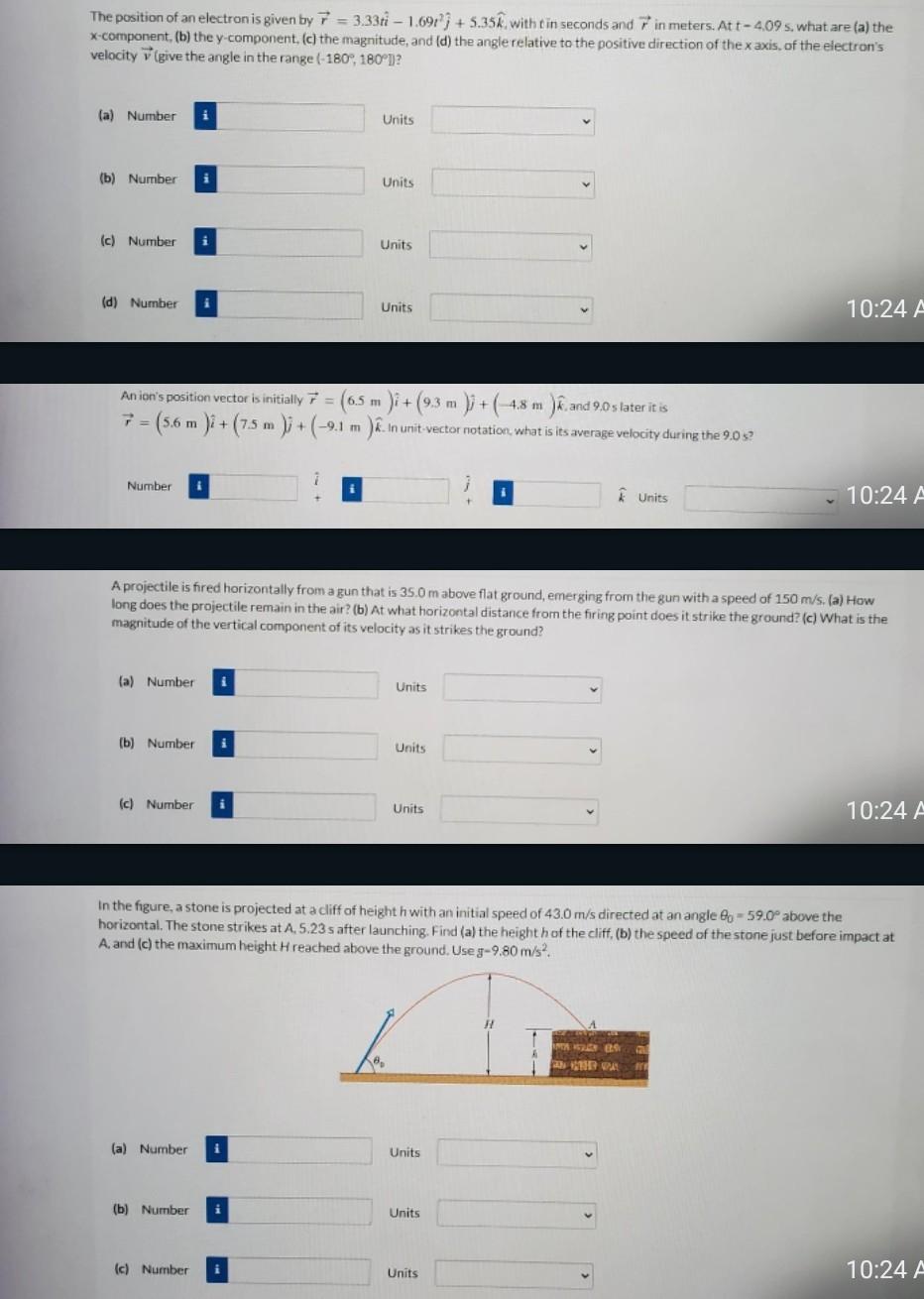 Solved The position of an electron is given by 7 = | Chegg.com