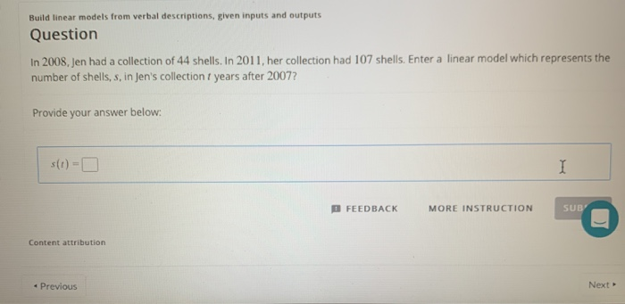Solved Build linear models from verbal descriptions, given | Chegg.com