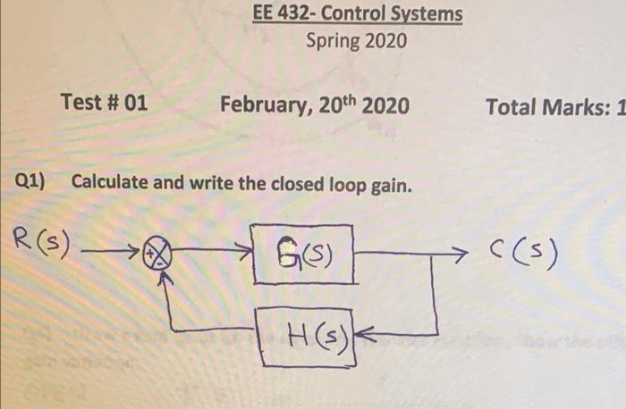 Solved Q1) Calculate and write the closed loop gain. | Chegg.com
