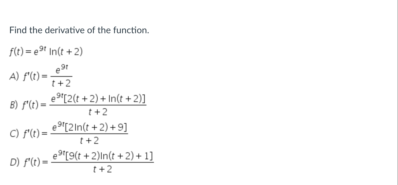 Solved Find the derivative of the | Chegg.com