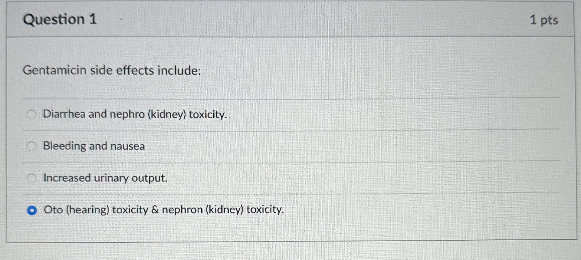 Solved Question 11ptsGentamicin side effects | Chegg.com