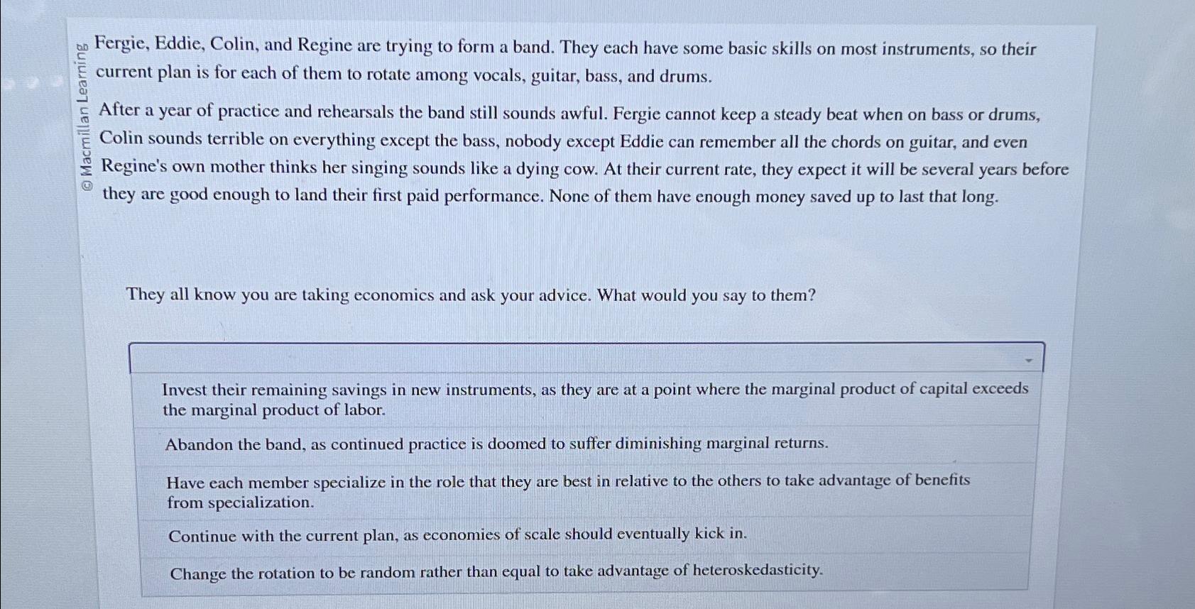 Solved Fergie, Eddie, Colin, and Regine are trying to form a | Chegg.com