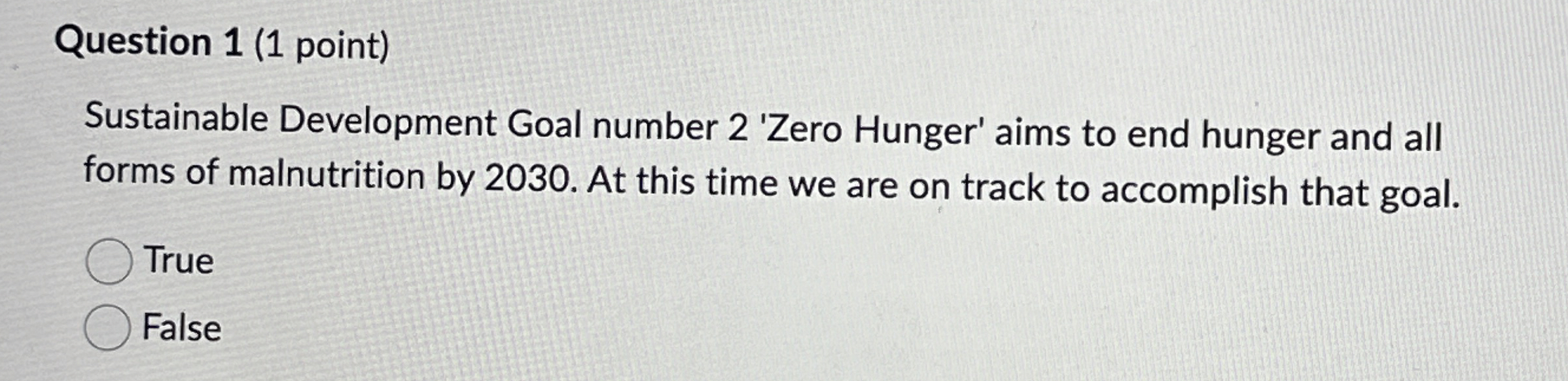 Solved Question 1 (1 ﻿point)Sustainable Development Goal | Chegg.com