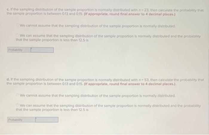 Solved c. If the sampling distribution of the sample | Chegg.com