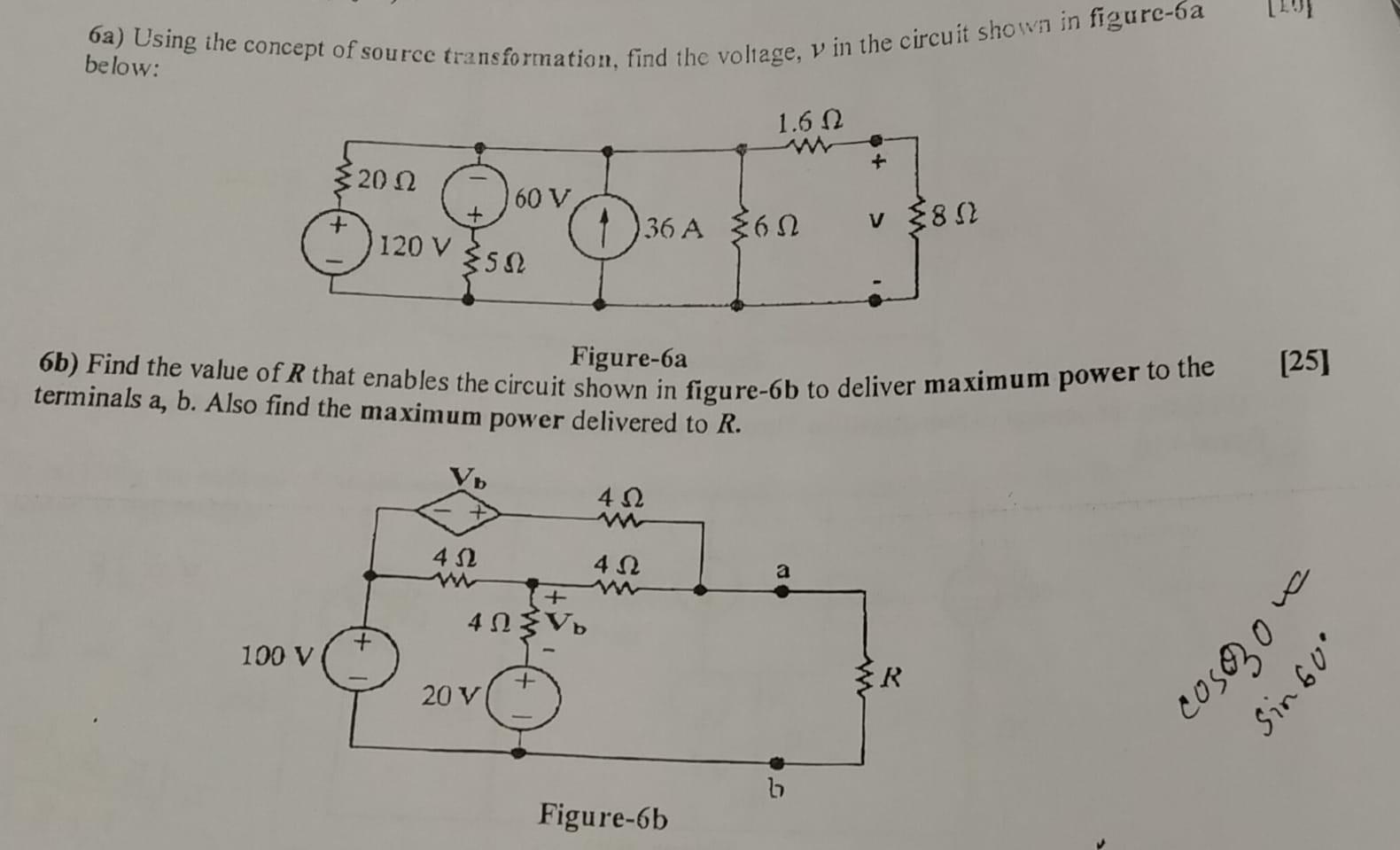 Solved 6a Using The Concept Of Source Transformation Find