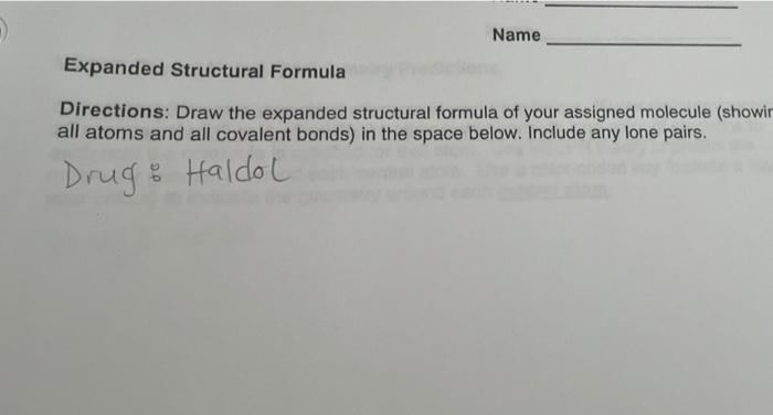 Solved Name Expanded Structural Formula Directions: Draw the | Chegg.com
