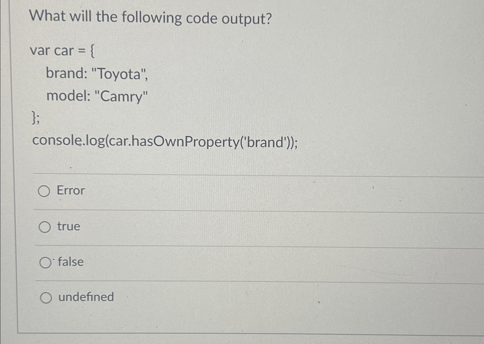 Solved What will the following code output?var car brand: | Chegg.com