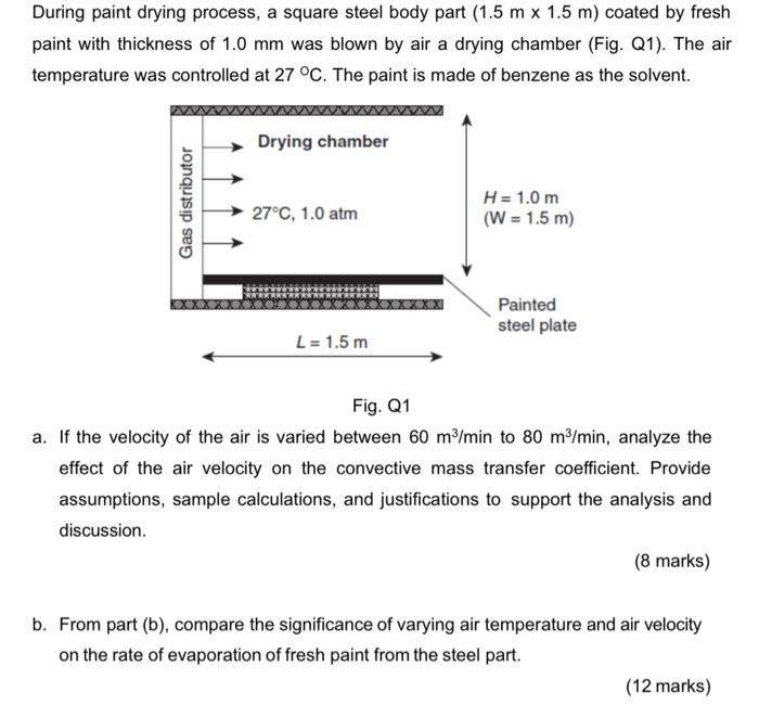 Solved During paint drying process, a square steel body part | Chegg.com