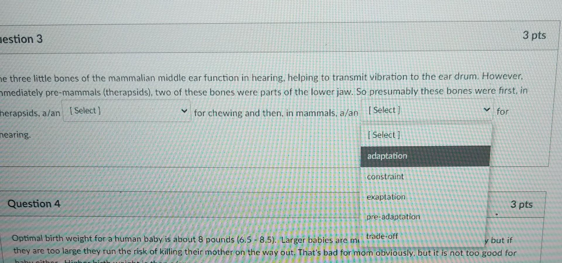Solved The three little bones of the mammalian middle ear | Chegg.com